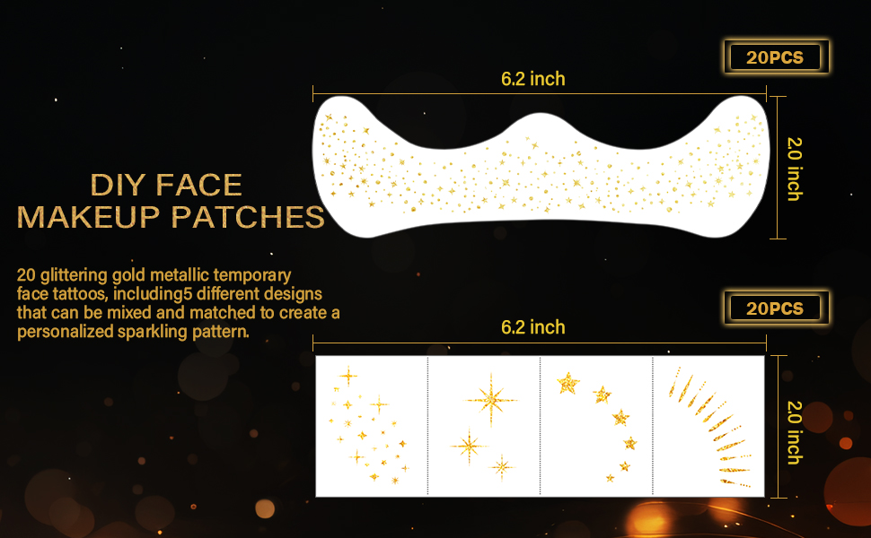 Amazon.com : 50 Pcs Makeup Patches,Gold-Face Glitter Speckles Patches,Glitter Freckles Face ...