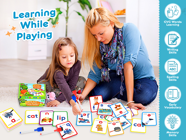 Mua Short Vowel Spelling Flashcards, CVC Sight Words Handwriting Cards, Learn to Write Phonics ...