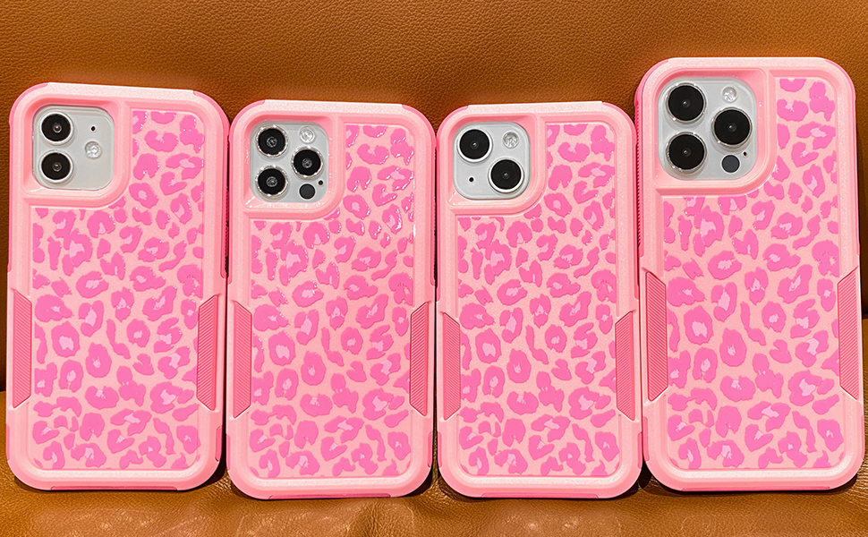 Amazon.com: Burmcey for iPhone 15 Pro Max Case Pink Leopard Cheetah Print, Heavy Duty Tough ...