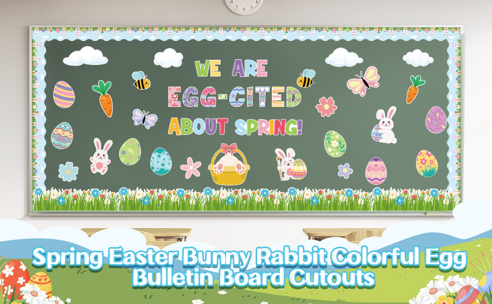 Amazon.com: AsodSway Easter Egg Bulletin Board Cutouts - 147Pcs Spring ...