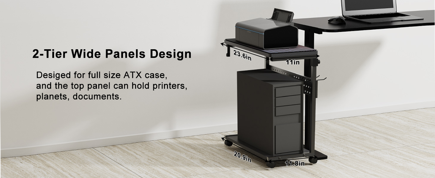 Amazon.com: Ergonomic Computer Tower Stand, Height Adjustable 2-Tier PC ...