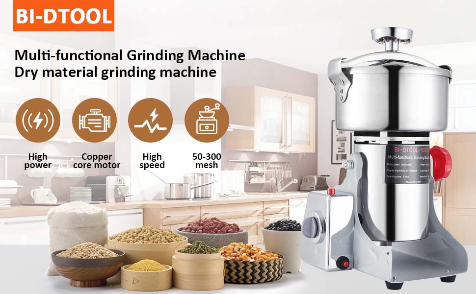 Amazon.com: BI-DTOOL Electric Grain Mill Grinder 3600W Dry Material Grinding Machine 2000g ...