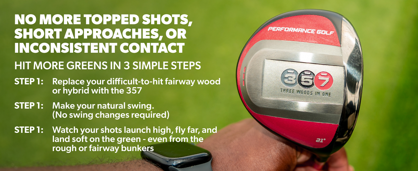 Amazon.com : Performance Golf 357 Fairway Hybrid | Distance of A 3-Wood, Easy to Hit As A 7-Wood ...