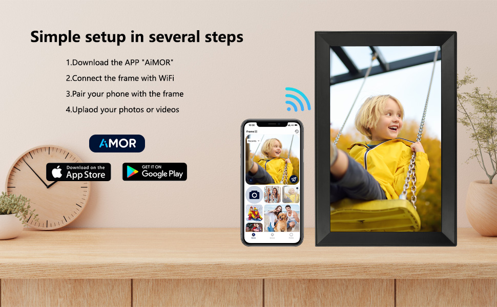 Funcare Digital Photo Frame 15.6 Inch, 1920 * 1080 HD IPS Touch Screen Wifi Digital Picture ...