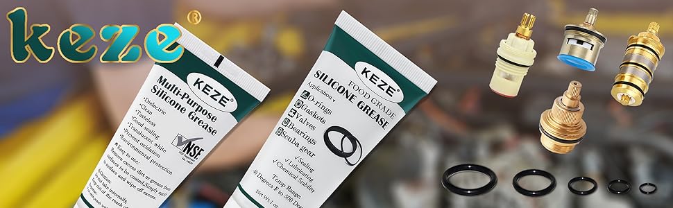 KEZE Waterproof Food Grade Silicone Lubricant Plumbers Grease for Valve Sealant Faucet O Rings 1 ...