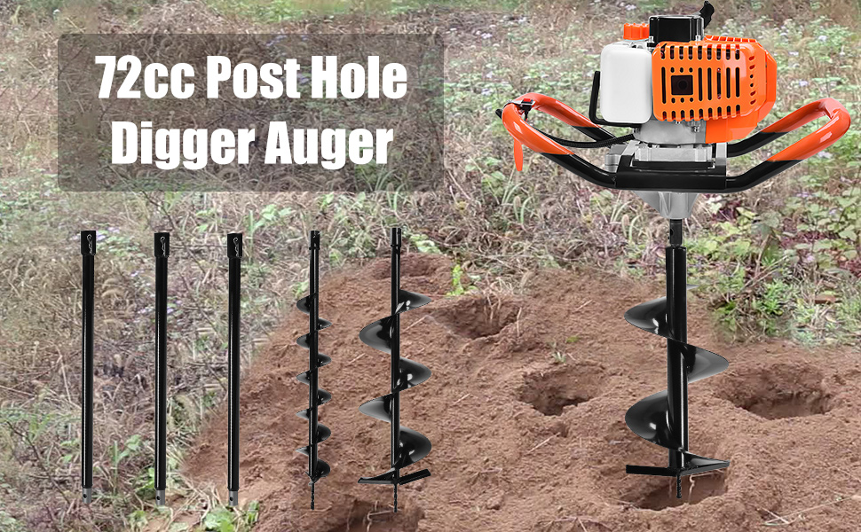 Amazon.com: 72CC Post Hole Digger,2-Stroke Auger Post Hole Digger Gas Powered Earth Digging ...