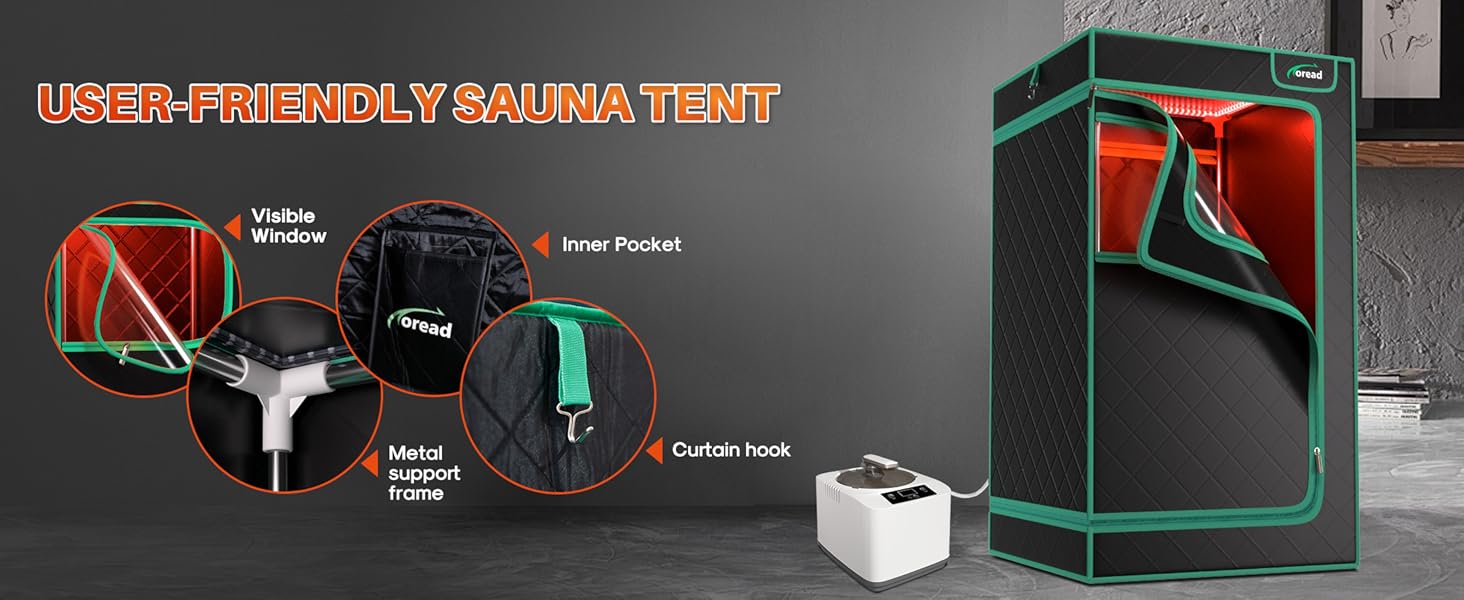 Amazon.com : TOREAD Portable Infrared Steam Sauna with 660nm Red Light Therapy Saunas for Home ...