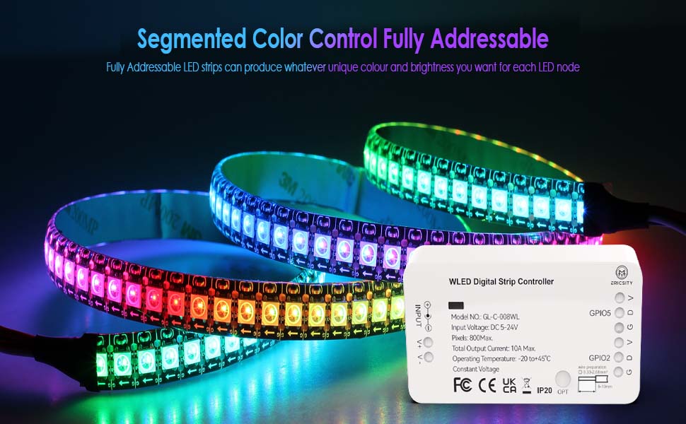 Amazon.com: Ericsity WLED LED Light Strip Controller ESP32 with Mic ...