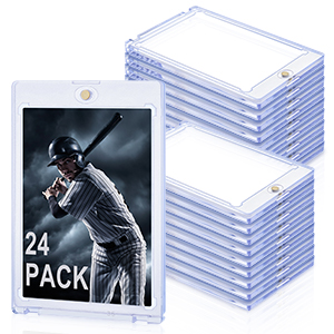 35pt Magnetic Card Holder for Trading Cards, 24 Pack Baseball Cards Protectors Hard Plastic for ...