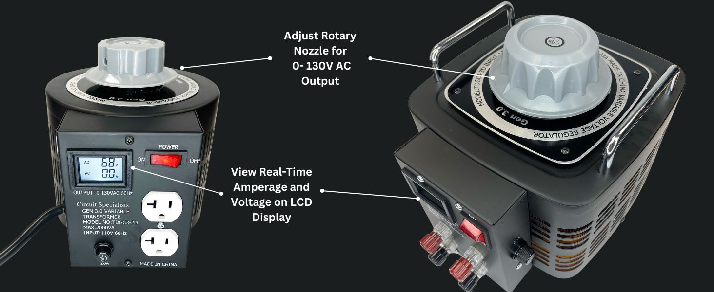 Circuit Specialists - 5 Amp Variable Variac Transformer with Current ...