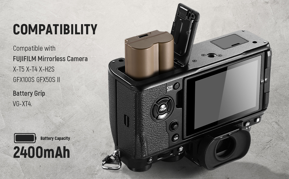 NEEWER NP-W235 2400mAh Replacement Battery Rechargeable Camera Battery with USB Type C Charging ...