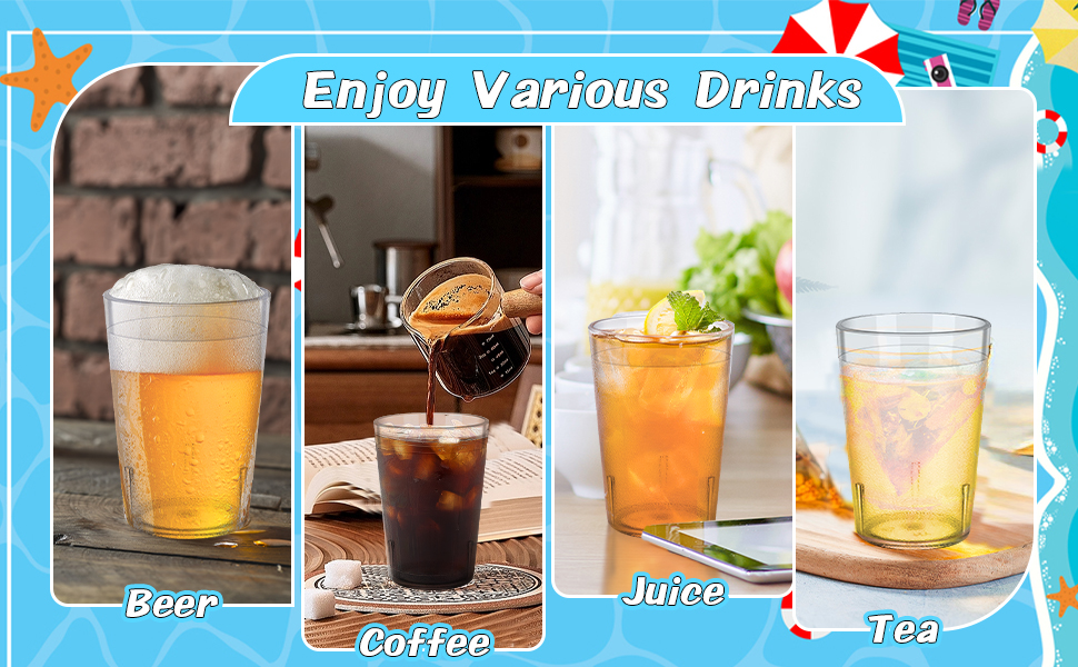 48 Pack 8 oz Reusable Plastic Cups, Restaurant Grade Stackable Tumblers ...
