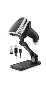 Amazon.com : JRHC Barcode Scanner Bluetooth, Wireless Barcode Reader with Stand 3 in 1 Bluetooth ...