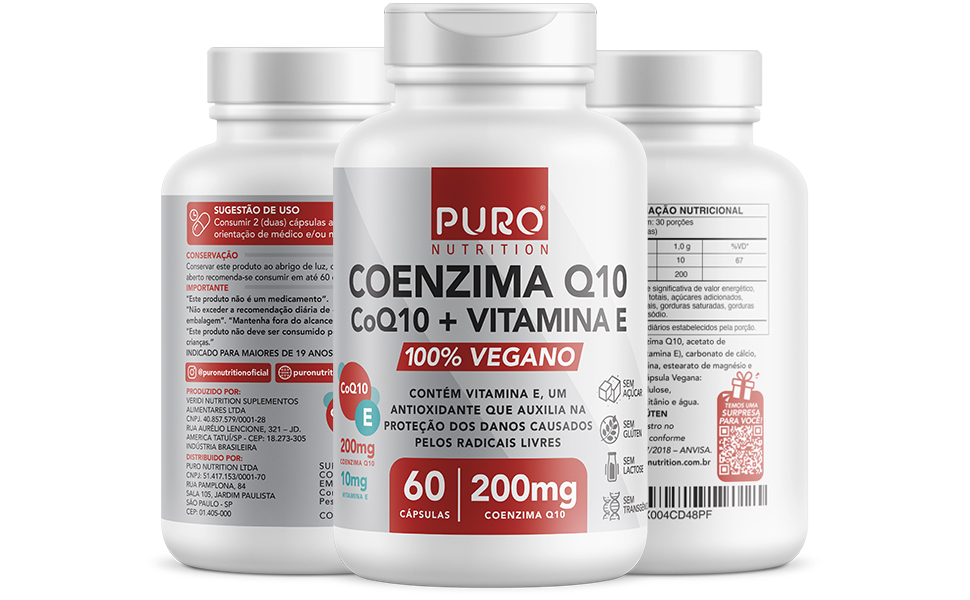 Coenzima Q10 200 mg Puro Nutrition + Vitamina E, CoQ10, 60 Cápsulas, Suplemento Vegano | Amazon ...