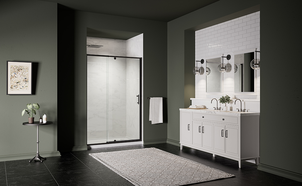 ACE DECOR 38-42" W x 71" H Pivot Shower Door, Glass Shower Door with 1/4" (6mm) Clear SGCC ...