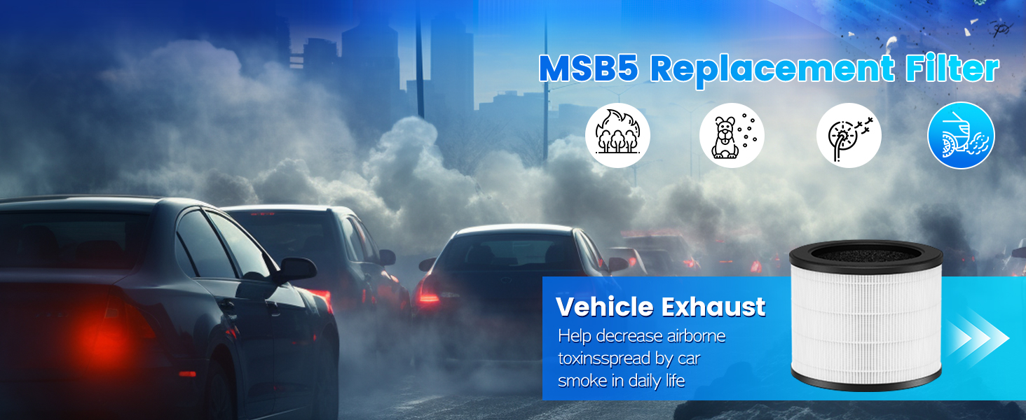 Amazon.com: 4 Pack MSB5 Filter Replacement Compatible with Membrane Solutions MSB5 Air Puri-fier ...