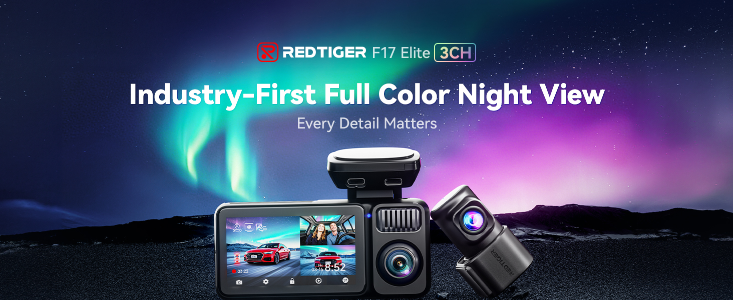 REDTIGER F17 Elite 4K 3 Channel Dash Cam for Car, STARVIS 2 IMX678 ...