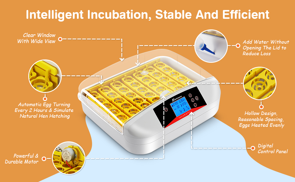Amazon.com : Sailnovo Incubator for Hatching Eggs Automatic 42 Eggs Incubator Large, with ...