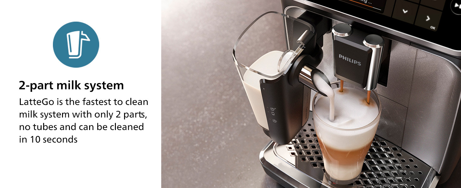 Philips LatteGo 3300 Series Bean to Cup Coffee Machine - 6 Drinks including Latte & Cappuccino ...