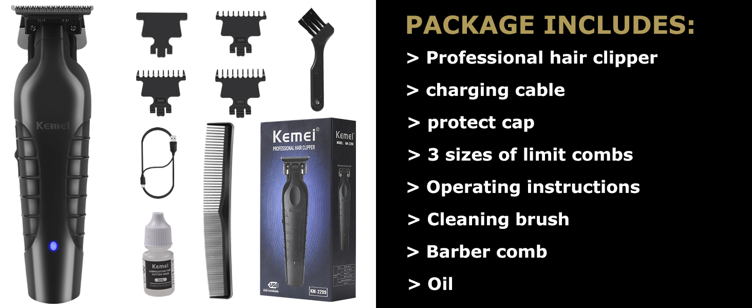 Kemei 2299 Professional Hair Trimmer for Men Electric Hair Clippers Zero Gapped T Blade Outliner ...