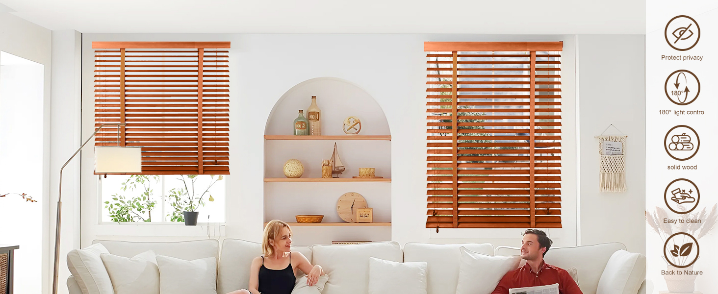 Amazon.com: 2" Slats Wood Blinds for Indoor Windows: Wooden Blackout Blinds & Shades,Custom Size ...