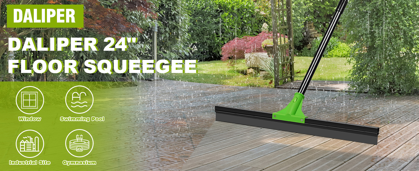 Amazon.com: DALIPER Rubber Floor Squeegee with 24” Heavy Duty Silicone Rubber Scraper Head and ...