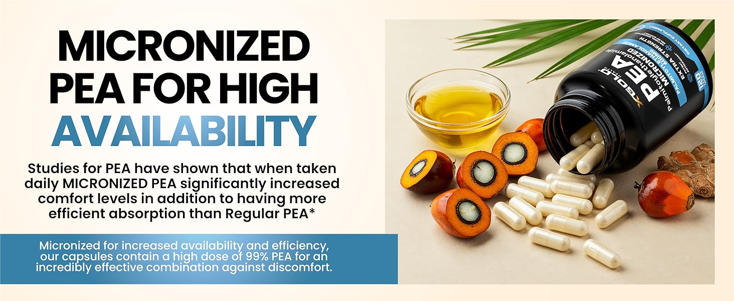 Amazon.com: Palmitoylethanolamide Pea Supplement 600 mg | Micronized Pea 99% Highly Purified and ...