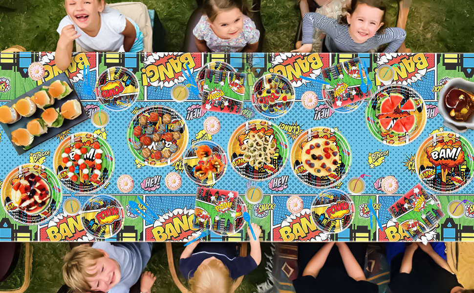 Amazon.com: 81Pcs Super City Heroes Party Tableware Set Super City Heroes Party Decoration Super ...