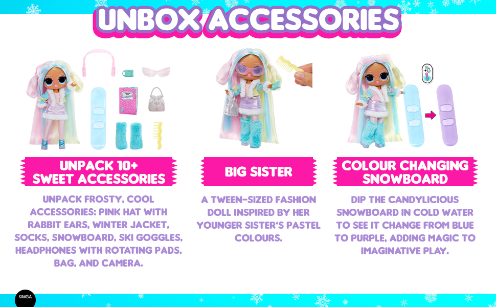 L.O.L. Surprise! Tweens Winter Snow Dummy Doll - Candilicious with Colour Changing Snowboard ...