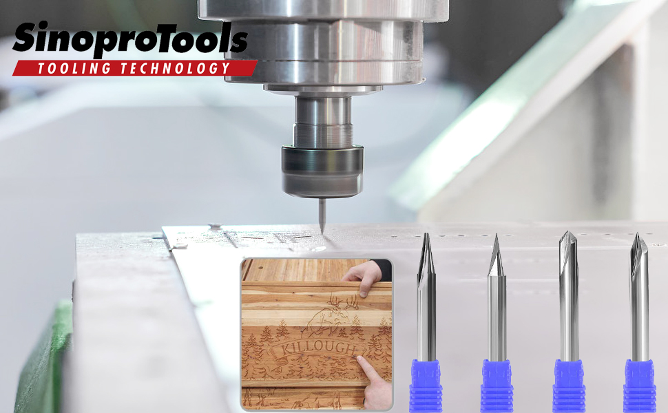 Sinoprotools Carving Router Bits Set,1/4 Shank Engraving CNC Wood Carving Router Bit Set,60°& 90 ...