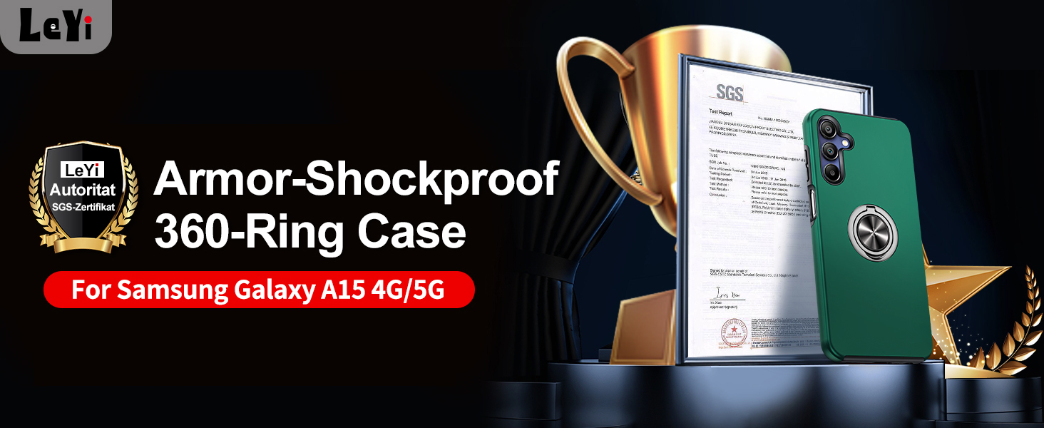 LeYi for Samsung Galaxy A15 4G/5G Case: and 2 Tempered Glass Screen Protector, with 360 Ring ...