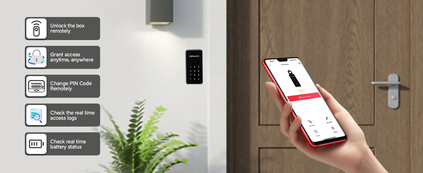 Amazon.com: WiFi Lock Box for Outside with Gateway, Remotely Control Smart Key Lock Box ...