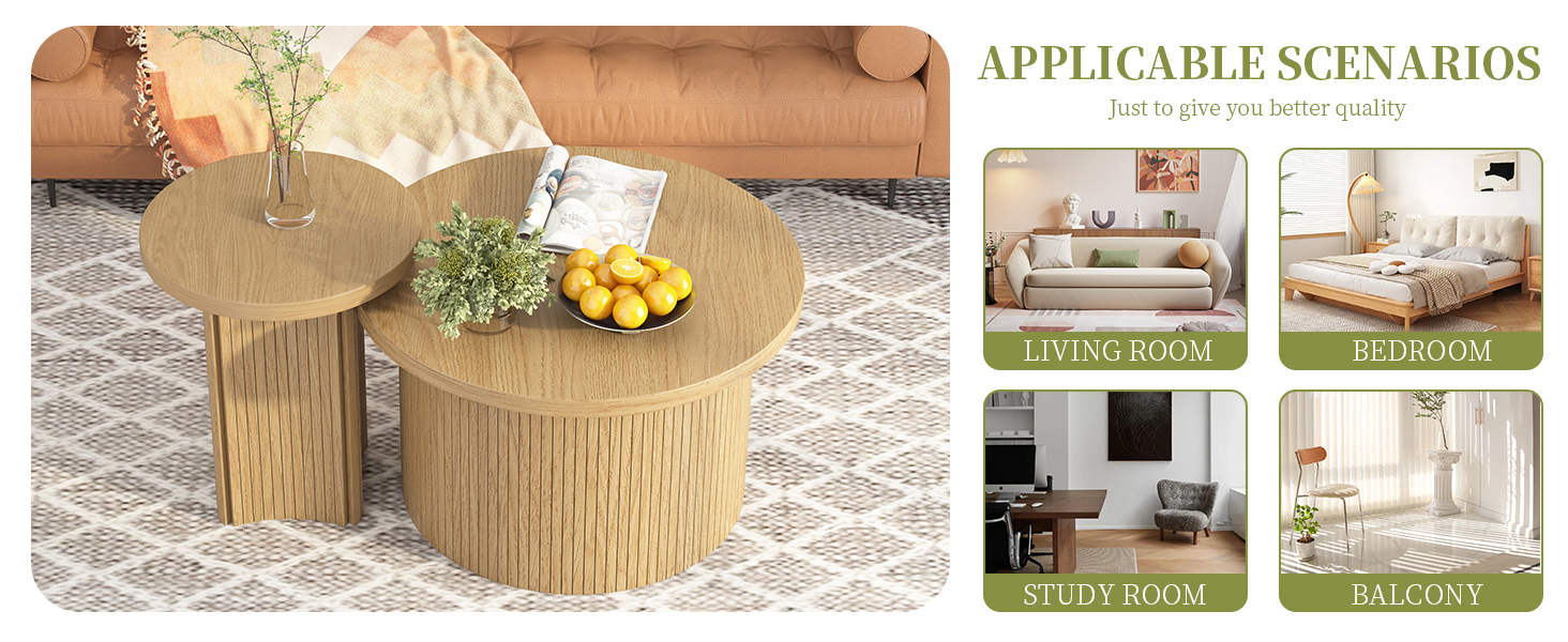 Amazon.com: Nesting Coffee Table Set of 2, Modern Round Coffee Table, Circle Side Table, Round ...