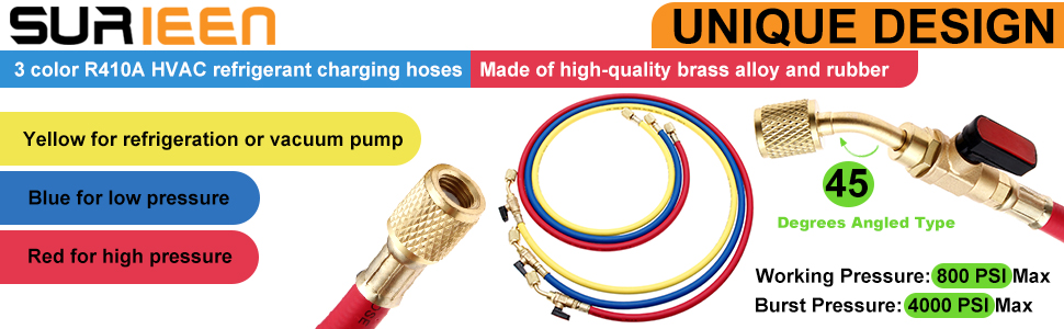 Amazon.com: Refrigerant Charging Hose with Ball Valves for R410A R134A R12 R22 R502 R404 ...