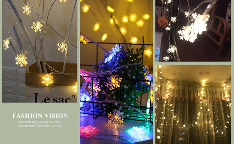 Islmlisa 19ft /40LED Snowflake String Light String Outdoor Waterproof ...