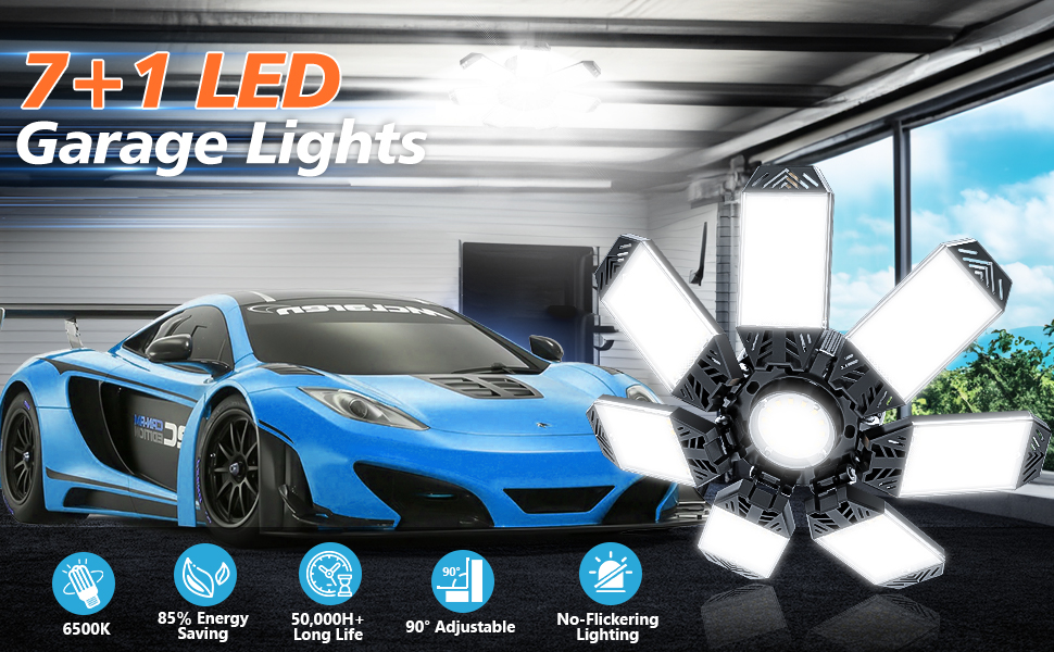 6 Pack LED Garage Light 210W LED Shop Lights Garage Lights with 7 Deformable Panels,21000LM ...