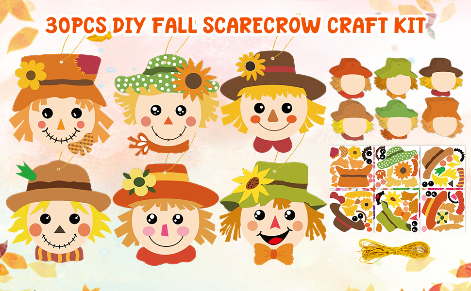 Amazon.com: Fall Scarecrow Craft Kits Make Your Own Scarecrow Head Art ...