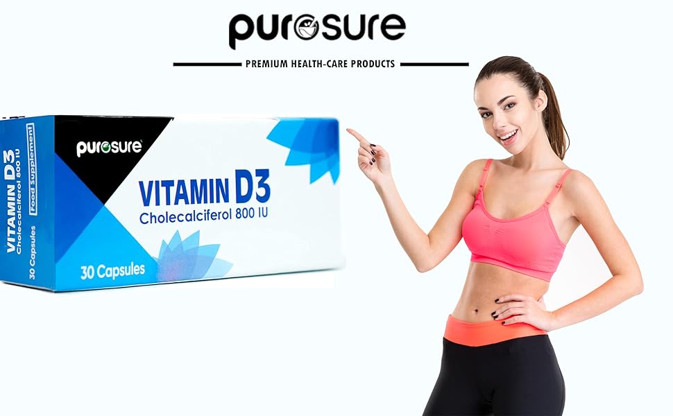 Vitamin D3 800 IU - 30 Capsules - High Potency, Easy to Swallow Pure Vitamin D Softgel Capsules ...