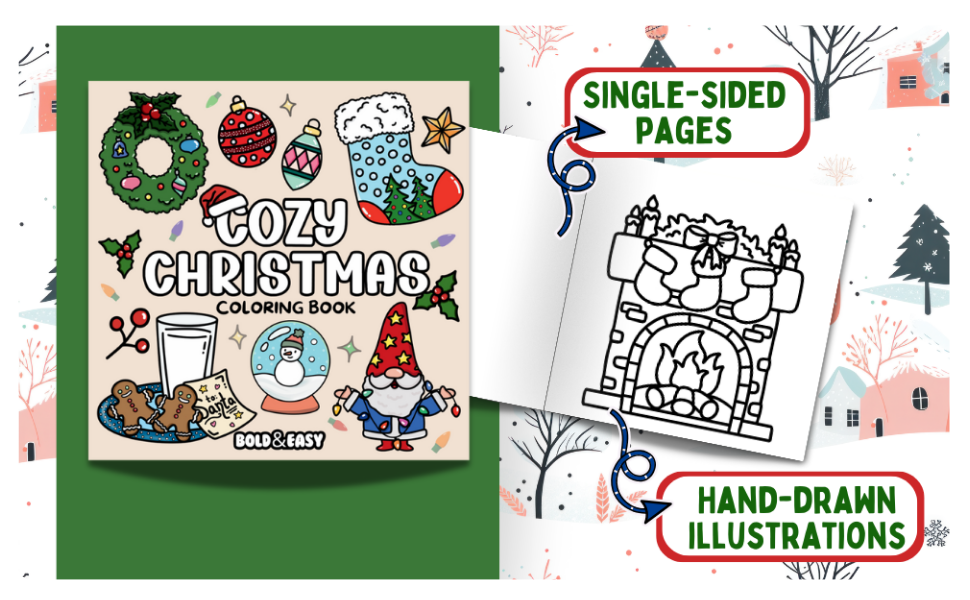 Amazon.com: Bold and Easy Cozy Christmas Coloring Book: Big and Easy ...