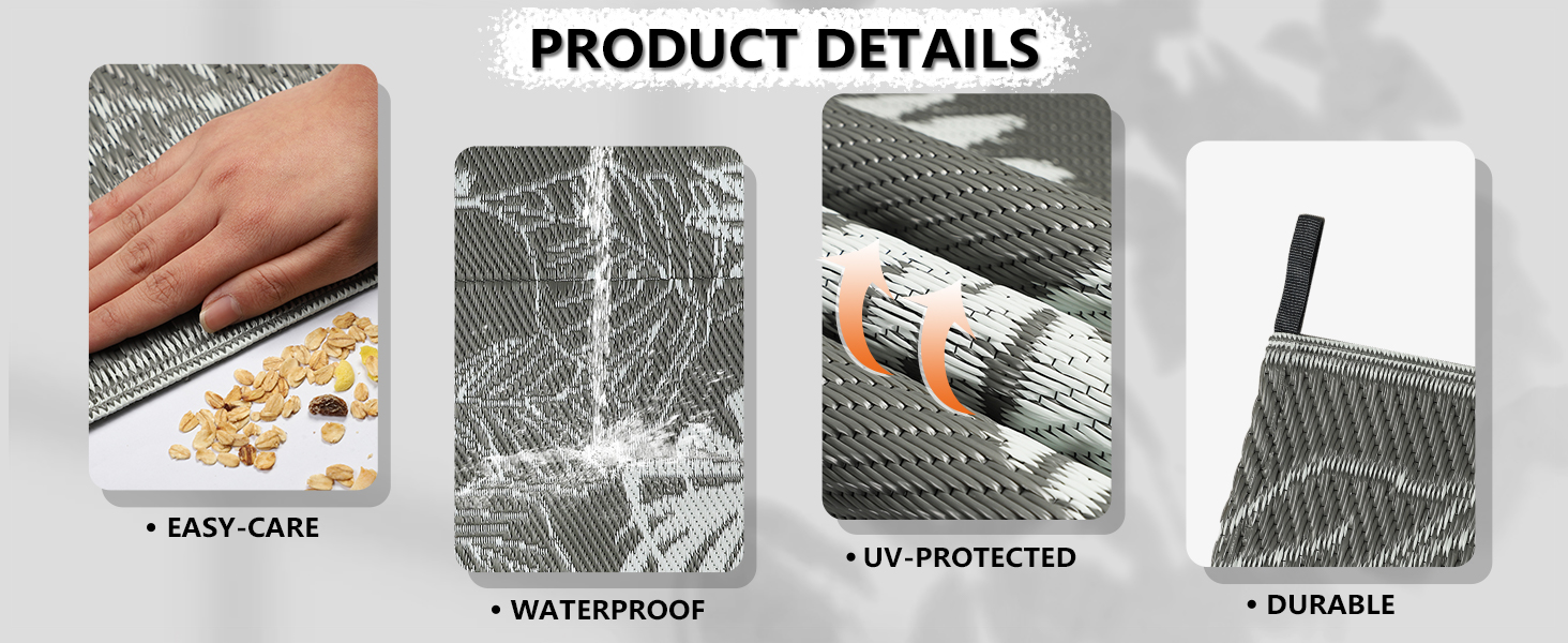 Amazon.com: Falflor Outdoor Rug 8x10 Patio Waterproof, Reversible Outdoor Plastic Straw Rug RV ...