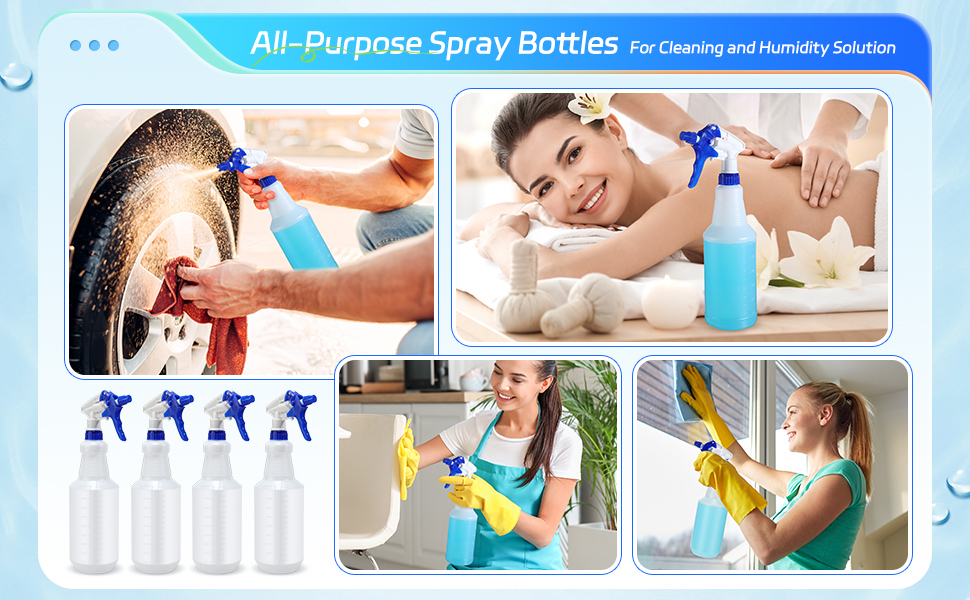 Amazon.com: Eaasty 12 Pcs Plastic Spray Bottle 32 oz Bulk Heavy Duty Leakproof Spraying Bottles ...