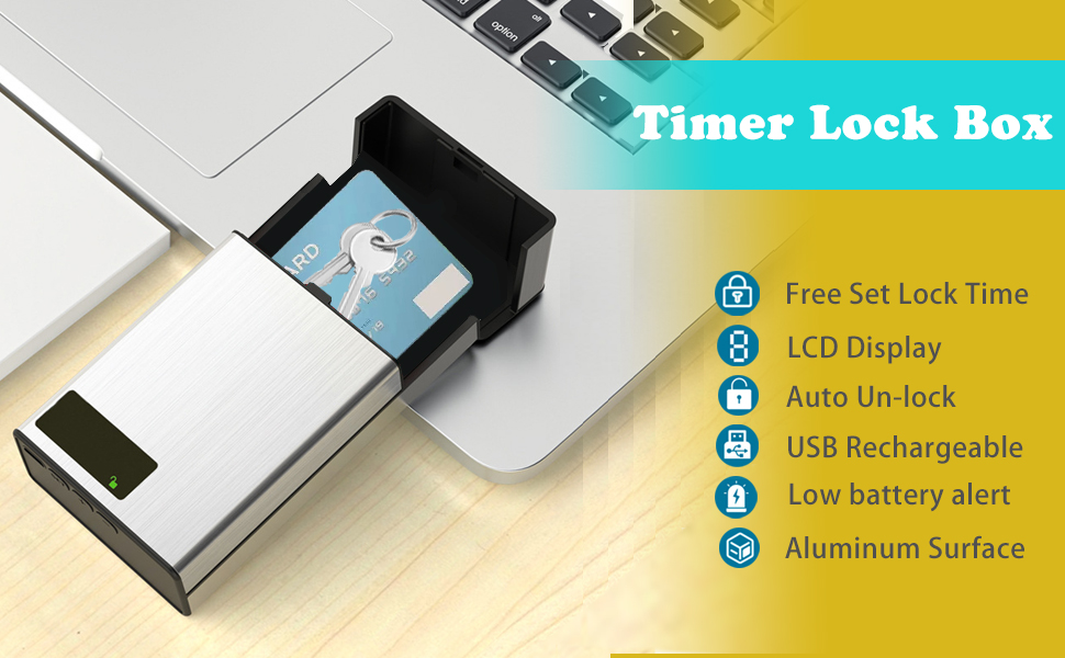 Amazon.com: Timed Lock Box – Time Locking Small Container with 999 Hours LCD Display – Portable ...