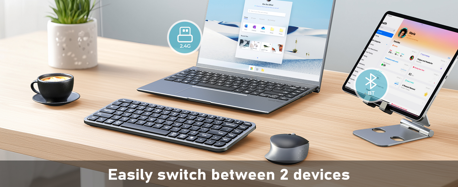 Amazon.com: Bluetooth Keyboard and Mouse, Vssoplor Compact Multi-Device Wireless Keyboard Mouse ...