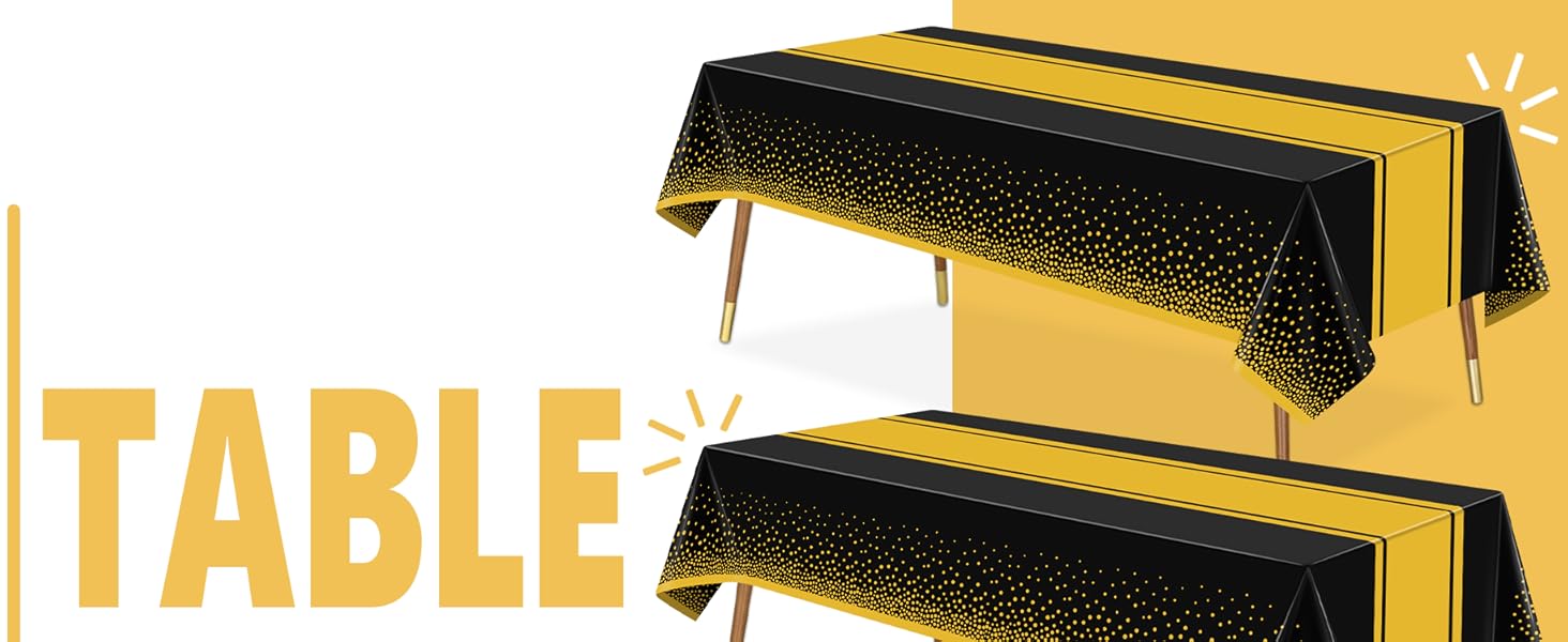 Amazon.com: LANLISA Black and Gold Tablecloth Party Decorations 12 Pack, Disposable Table Cloths ...