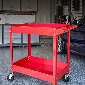 Amazon.com: HPDMC 300 LBs Capacity Steel Tool Service Push Cart / 2 Shelf Steel Service Utility ...