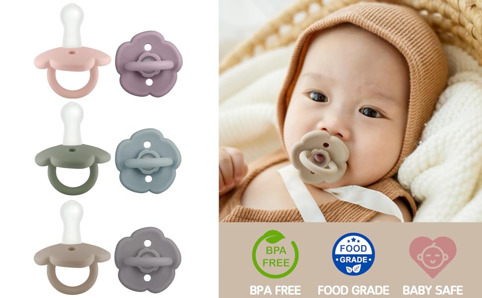 BebeBiu Baby Dummy, Pack of 2 Dummies, BPA-Free Silicone Soothers, Baby Pacifier with Large Air ...