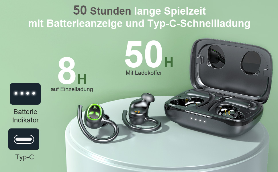 Kuizil Bluetooth-Kopfhörer, kabellos, Sport, HiFi-Stereo, mit HD Mic ...