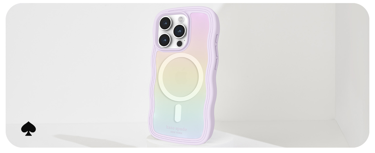 Amazon.com: Kate Spade New York iPhone 15 Pro Case, Compatible with MagSafe - Wavy Iridescent ...