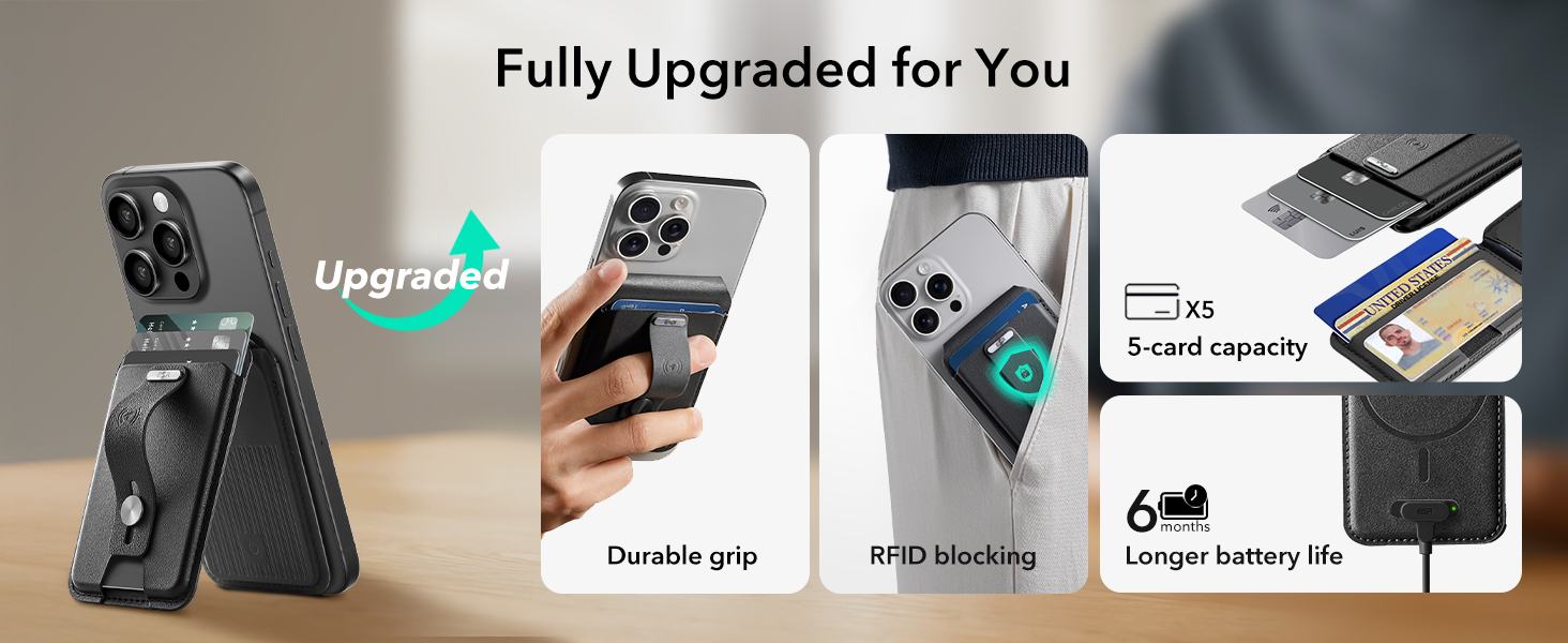 Amazon.com: ESR Geo for Magsafe Wallet with Full Find My Functionality,5 Card-Holder, RFID ...