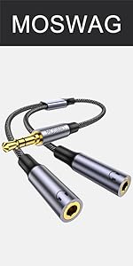 Amazon.com: MOSWAG USB Audio Adapter External Sound Card Stereo Cable with Dual TRS 3-Pole 3.5mm ...